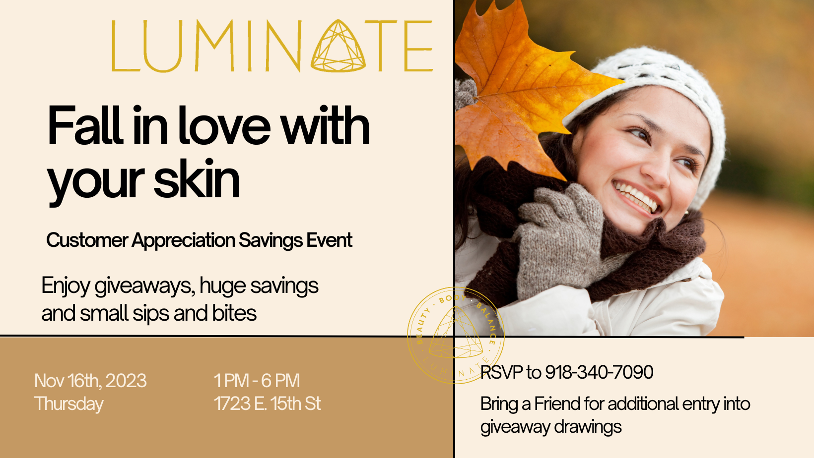 Join Us for Fall in Love with Your Skin Luminate Med Spa Savings Event! - Luminate Clinic